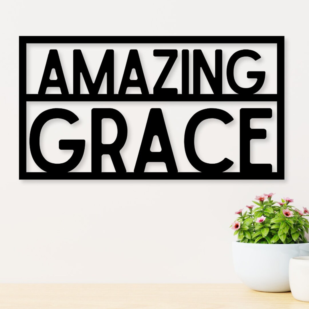Amazing Grace Christian Metal Wall Art, Minimal Hymn Inspired Home ...
