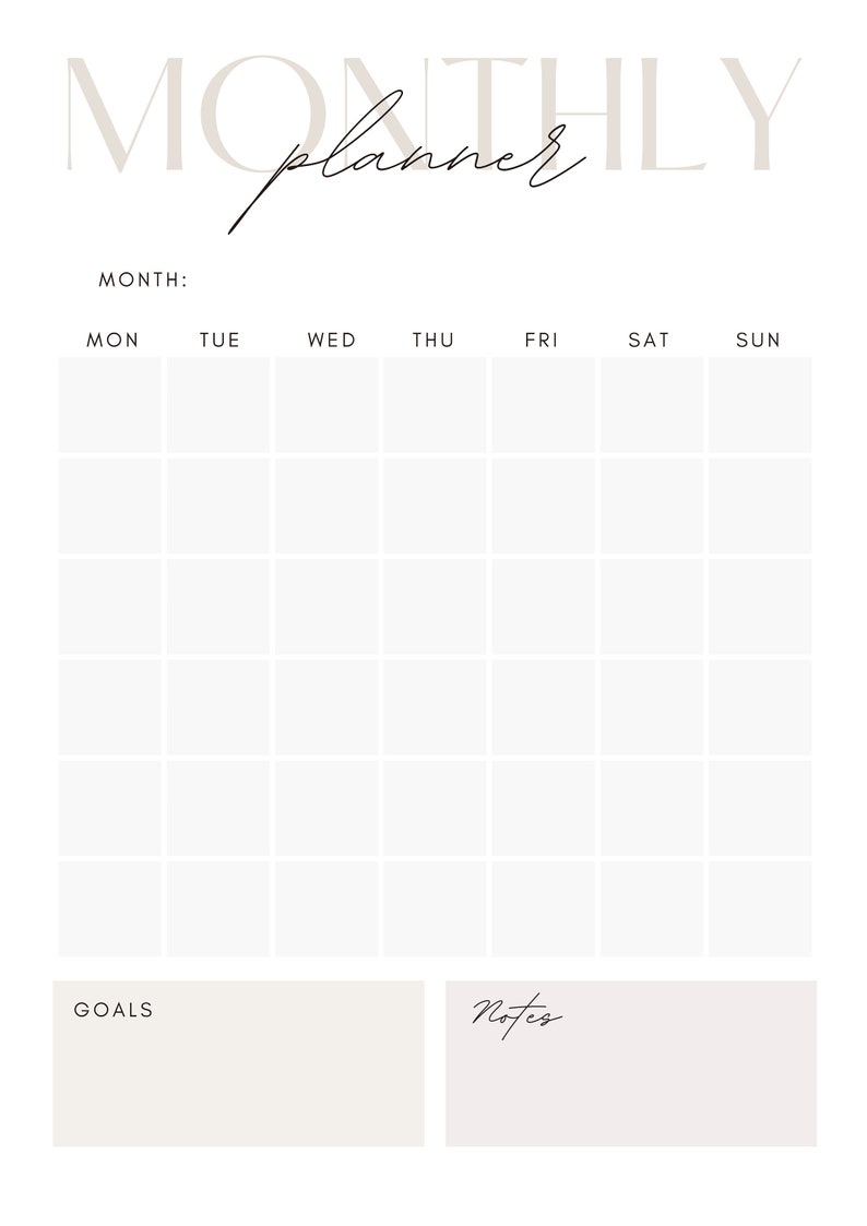 Simple Monthly Planner, Monthly Planner, Monthly Schedule, Monthly ...