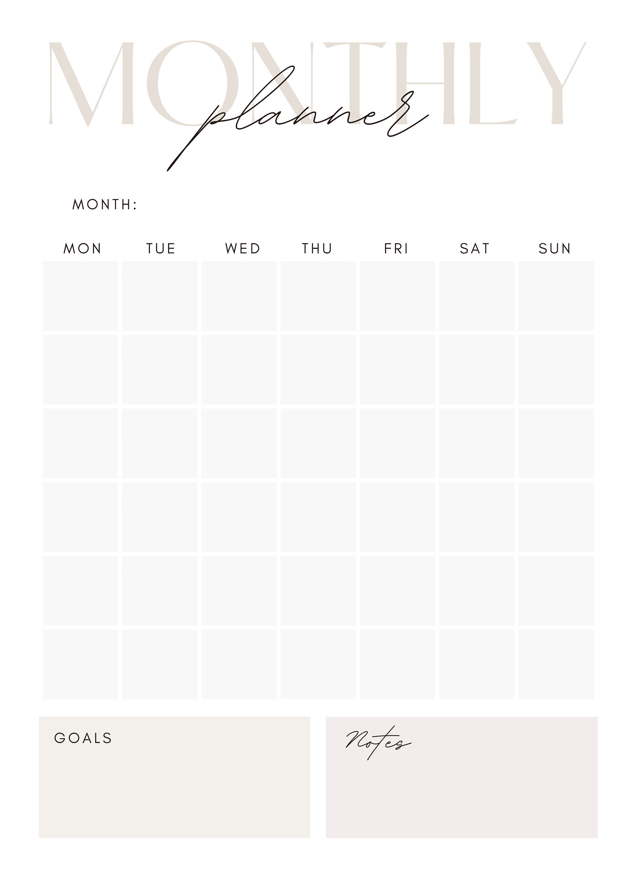 Simple Monthly Planner, Monthly Planner, Monthly Schedule, Monthly ...