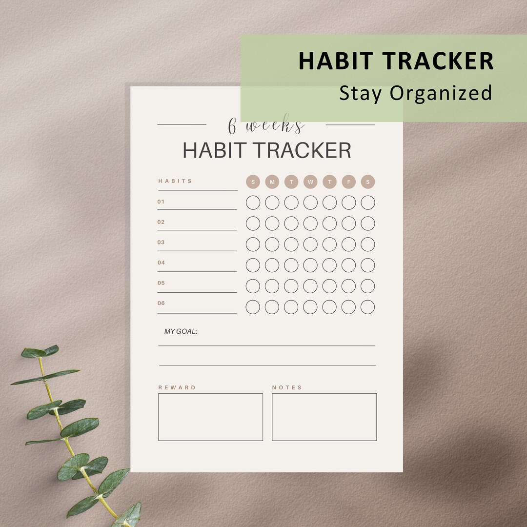 6 Week Habit Tracker Printable Habit Tracker Planner Routine Tracker 7 Day Habit Challenge 