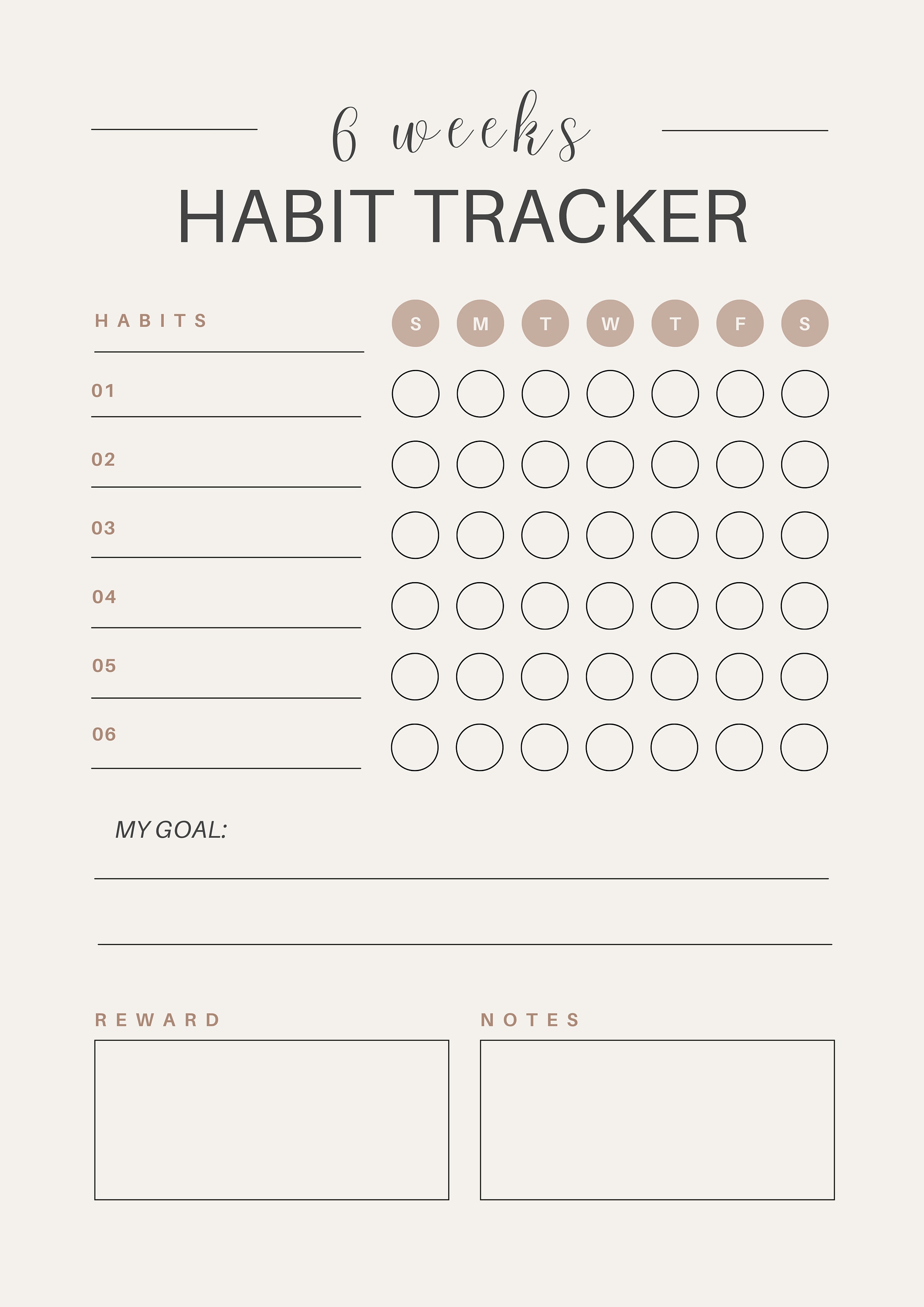 6 Week Habit Tracker Printable, Habit Tracker, Planner, Routine Tracker ...