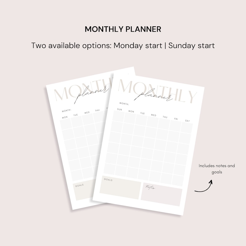 Simple Monthly Planner, Monthly Planner, Monthly Schedule, Monthly ...