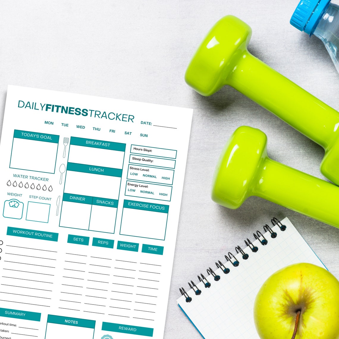 Daily Workout Tracker, Daily Exercise, Fitness Journal, Workout Planner ...