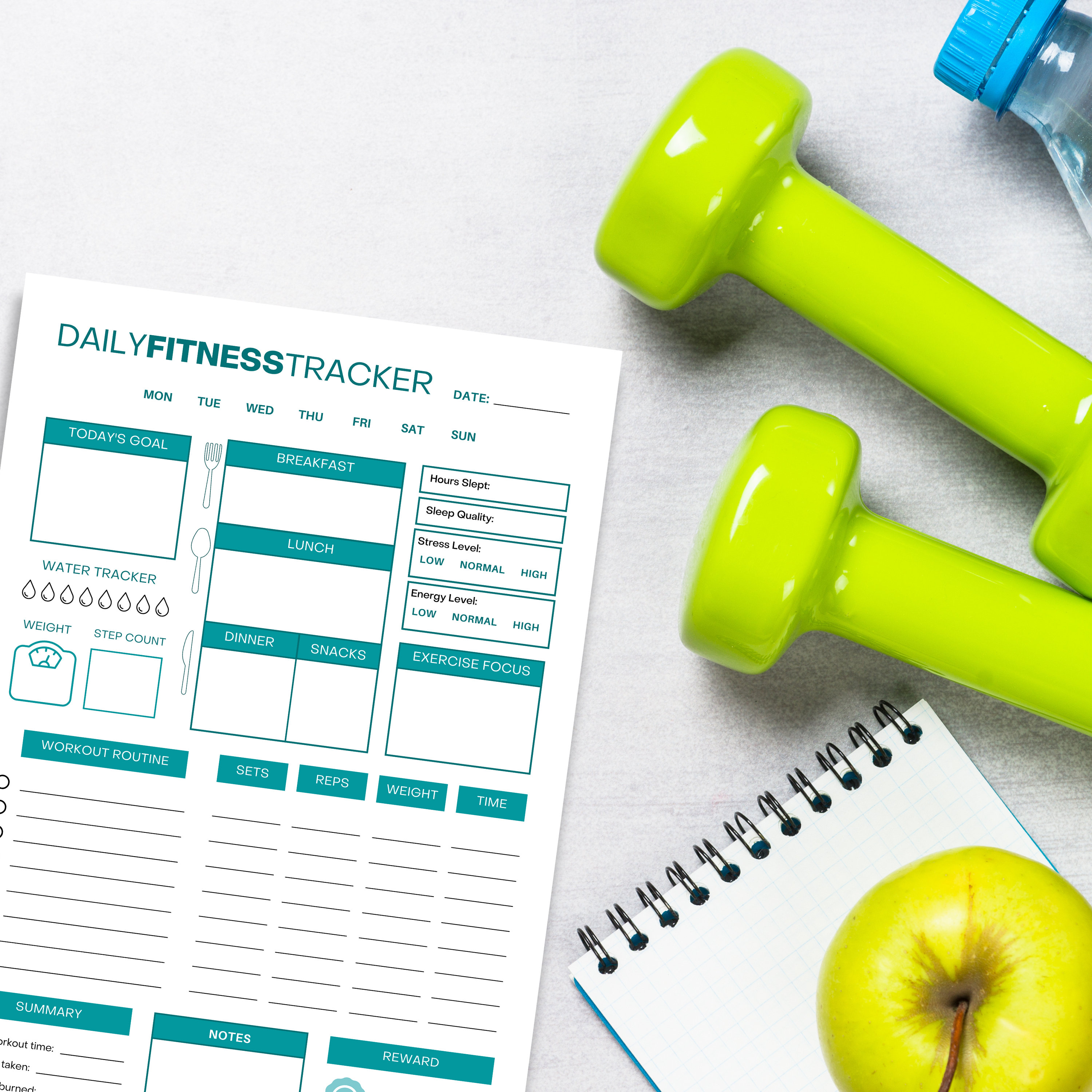 Daily Workout Tracker, Daily Exercise, Fitness Journal, Workout Planner ...