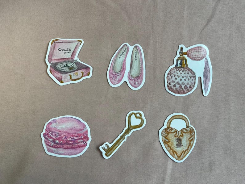 Pretty Pink Sticker Pack: Watercolor Journaling Stickers - Etsy