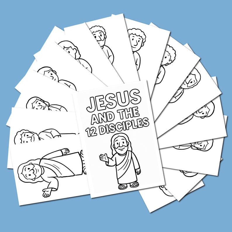 Jesus and 12 Disciples Coloring Pages Printable PDF for Kids Christian ...