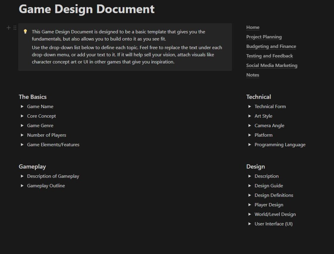 Notion Game Development Plan Template - Etsy