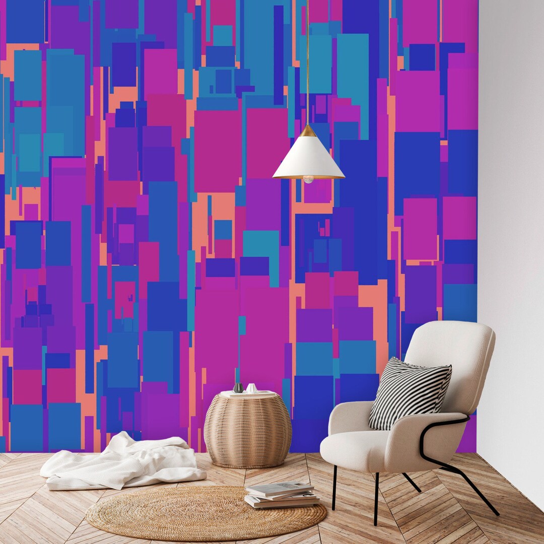 Abstract Box Art Wall Mural | Temporary Wallpaper | Peel & Stick ...