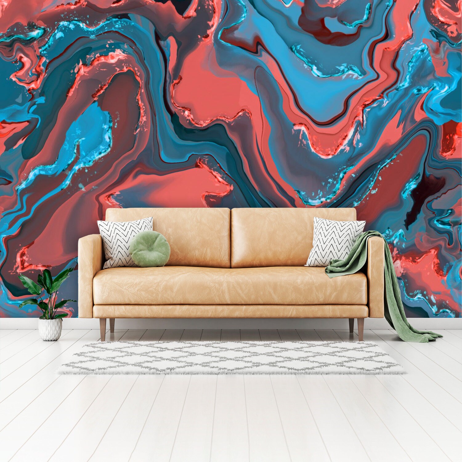 Sunset Marble Wall Mural Wallpaper | Marble Wallpaper | Peel & Stick ...