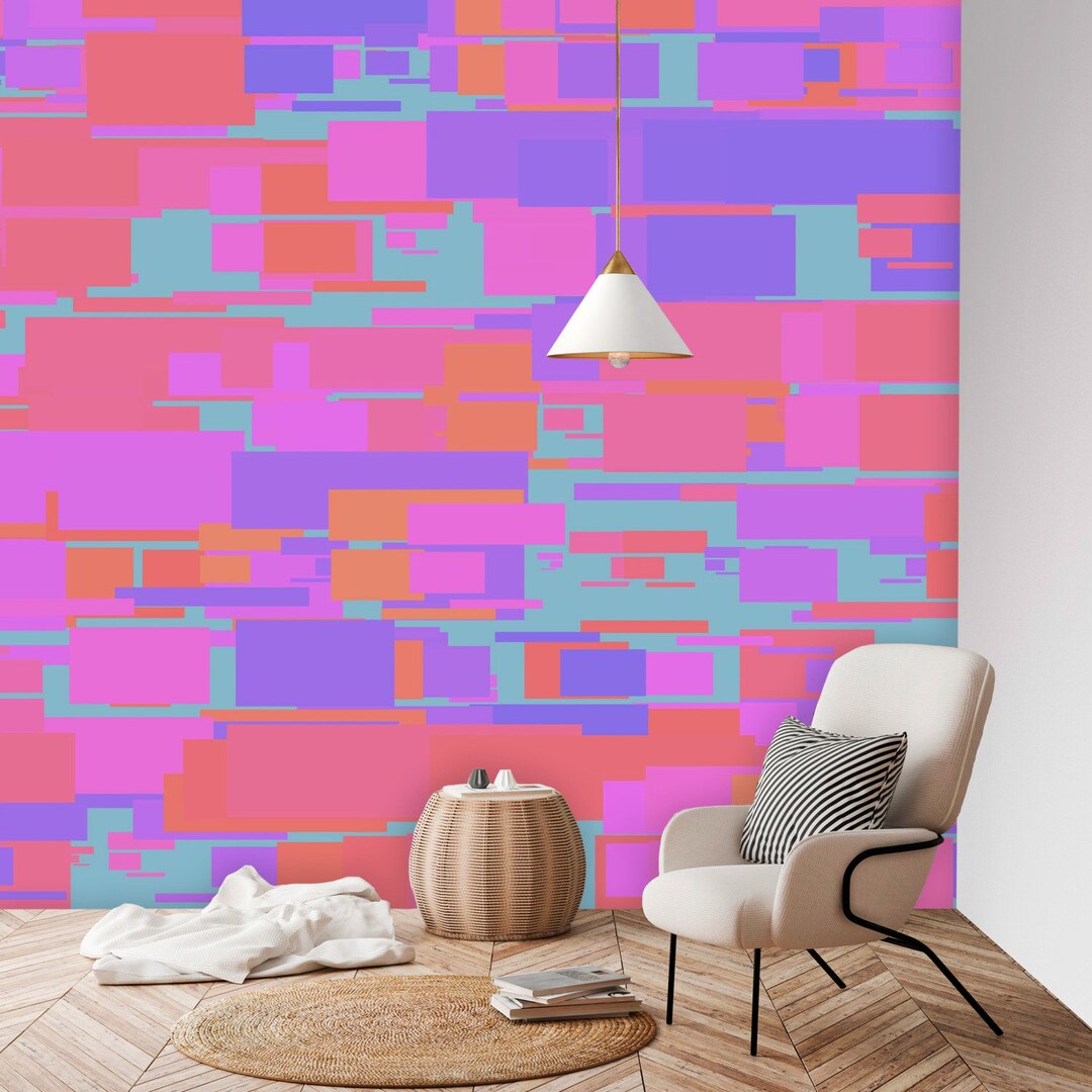 Abstract Box Art Wall Mural | Temporary Wallpaper | Peel & Stick ...