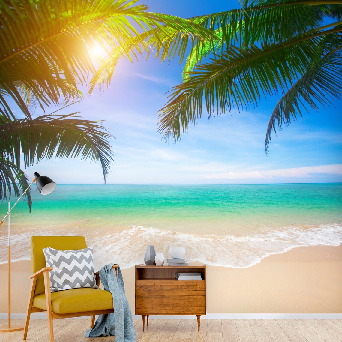 Beach Wall Mural | Temporary Wallpaper | Peel and Stick Wallpaper ...