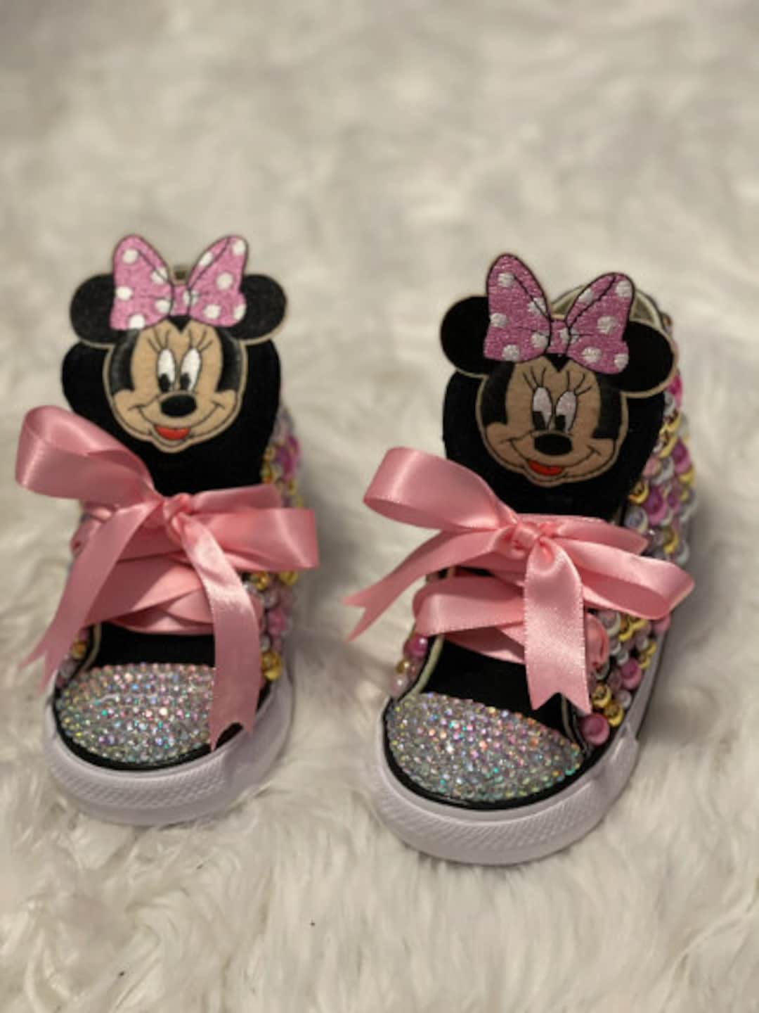 Girls/toddler/baby Bling Minnie Mouse Converse Sneakers - Etsy