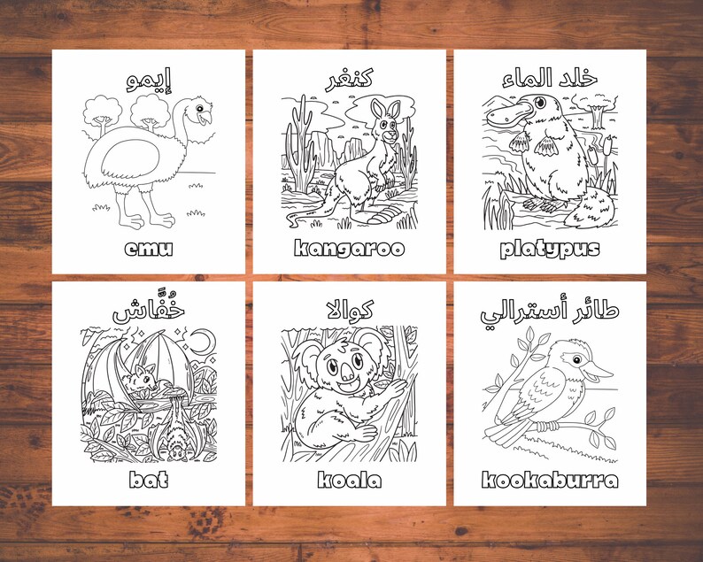 Eight Arabic Homeschool Coloring Sheets: the Outback Collection - Etsy