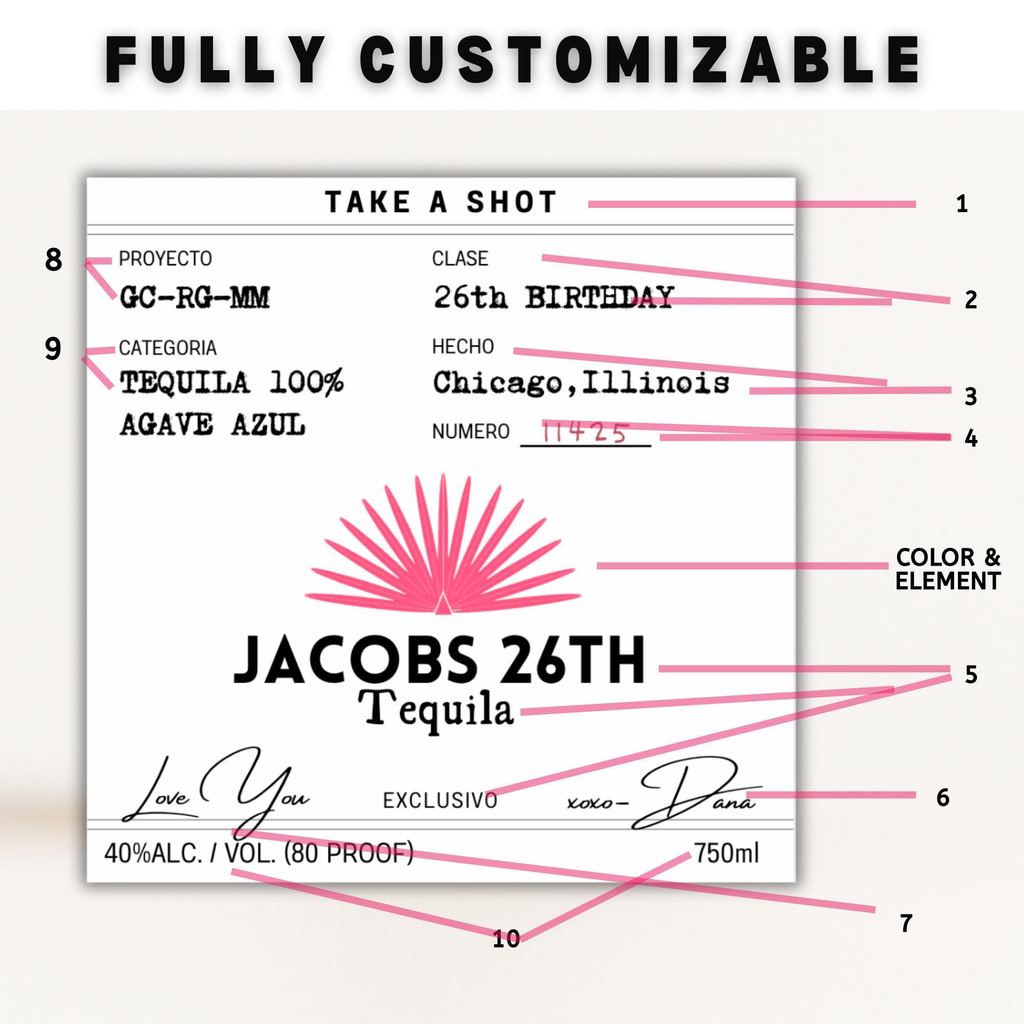 Mini Tequila Bottle Label Template | Editable Tequila Favor | Birthday ...