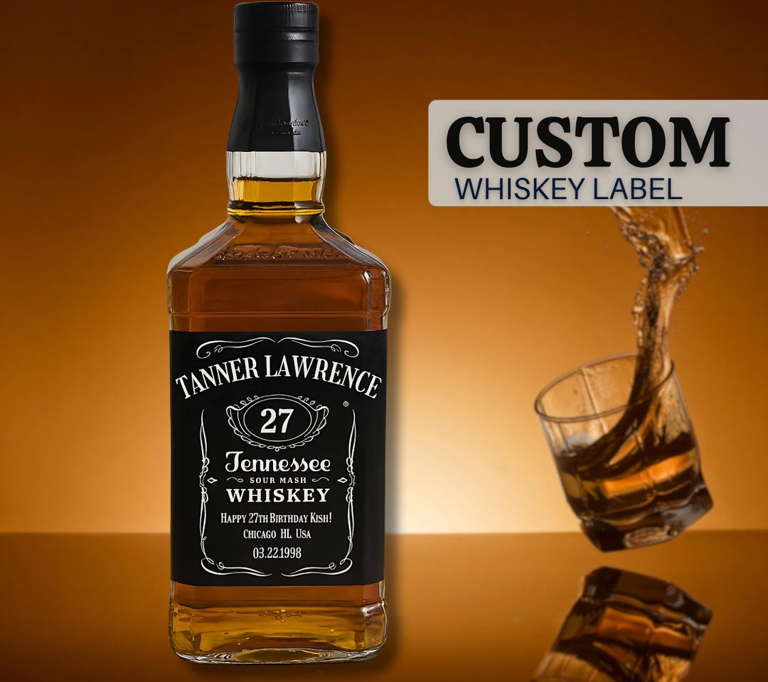 Custom Whiskey Label for Men – Personalized Black Label Gift, Handmade ...