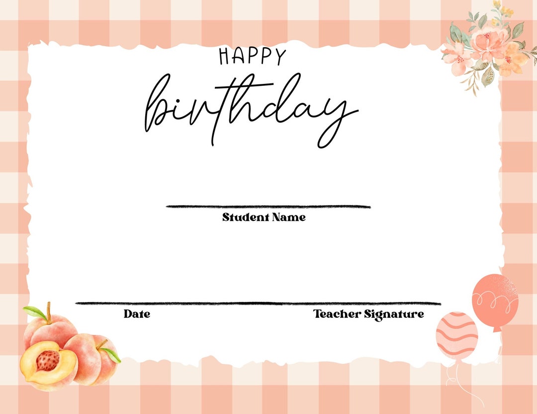 Peach Birthday Template - Etsy