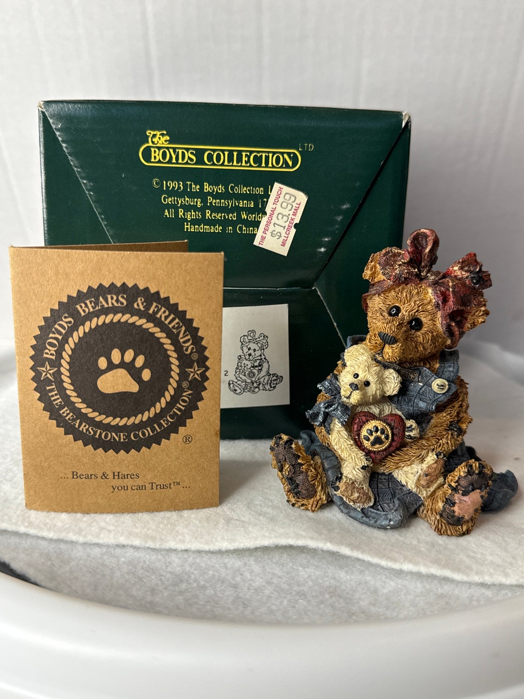 Vintage Boyds Bear Figurine Momma Mcbear and Caledonia Quiet Time Gift ...