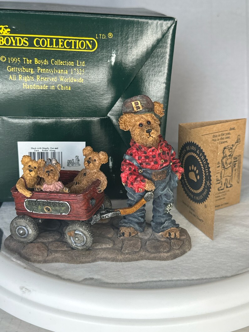 Vintage Boyd Bear Resin Figurines Collectors Boyds Bear Figurine Huck ...