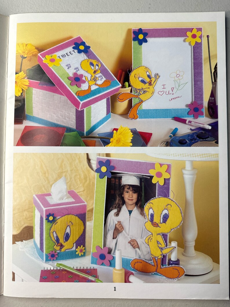 Plastic Canvas Tweety Pattern Craft Design Hobby Book Vintage How to ...