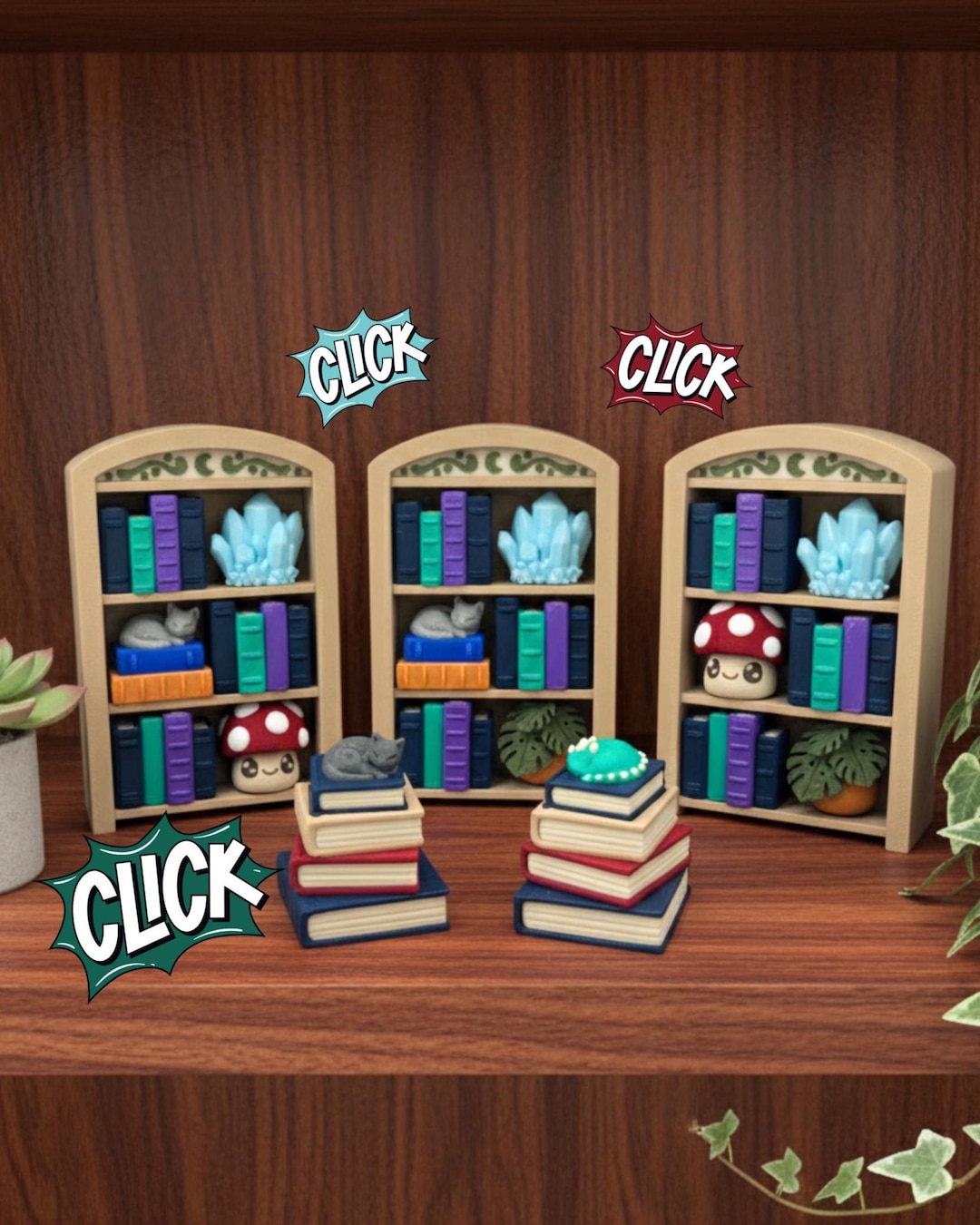 Bookcase Clicker, Bookstack Clicker, Cozy Book Nook, Cat and Dragon ...