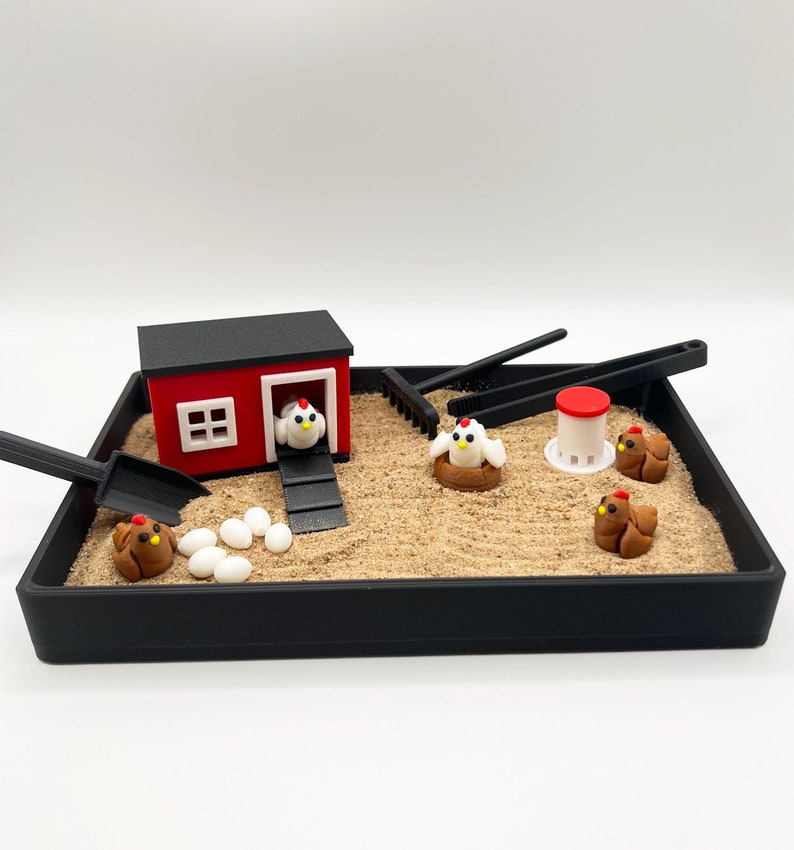 Chicken Zen Garden, Desk Toy, Office Decor, Sand Box, Stress Relief ...