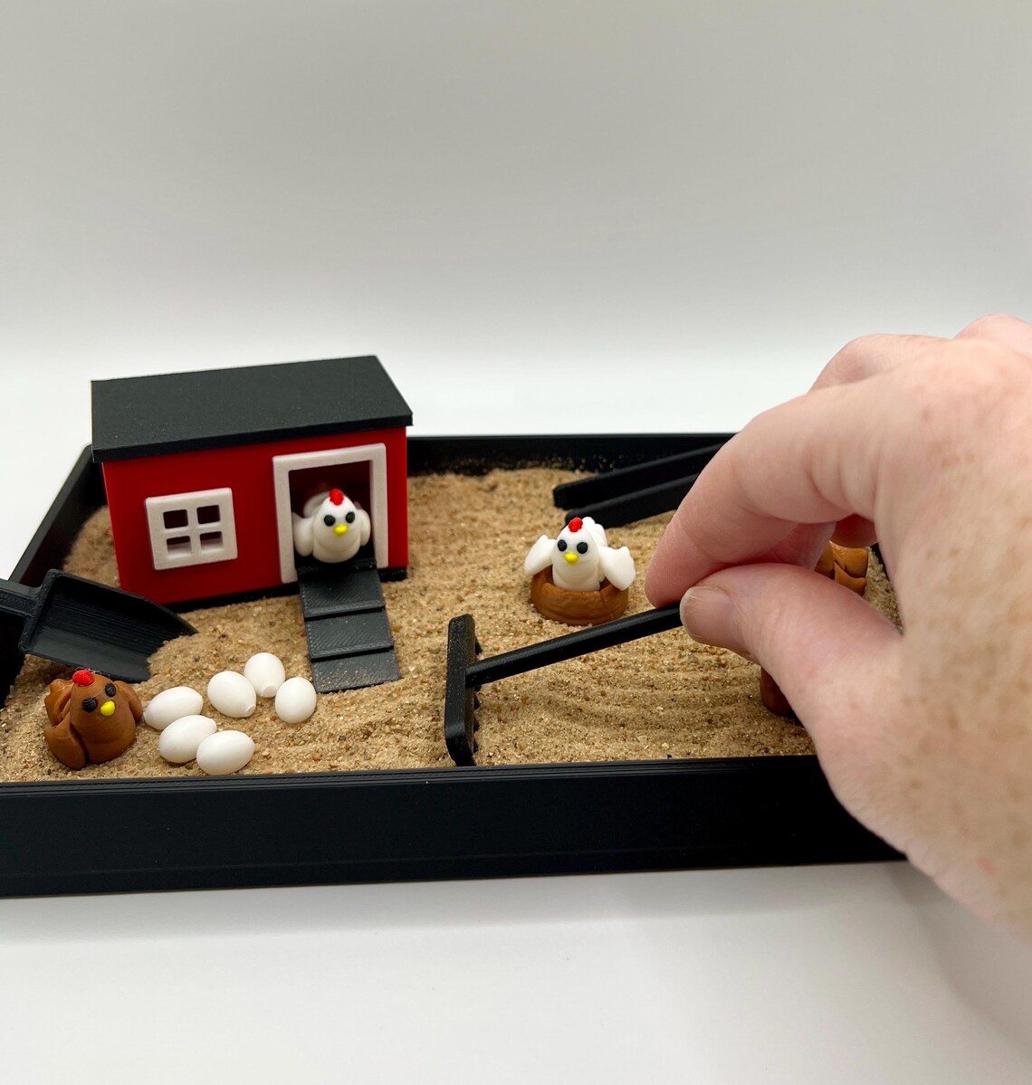 Chicken Zen Garden, Desk Toy, Office Decor, Sand Box, Stress Relief ...