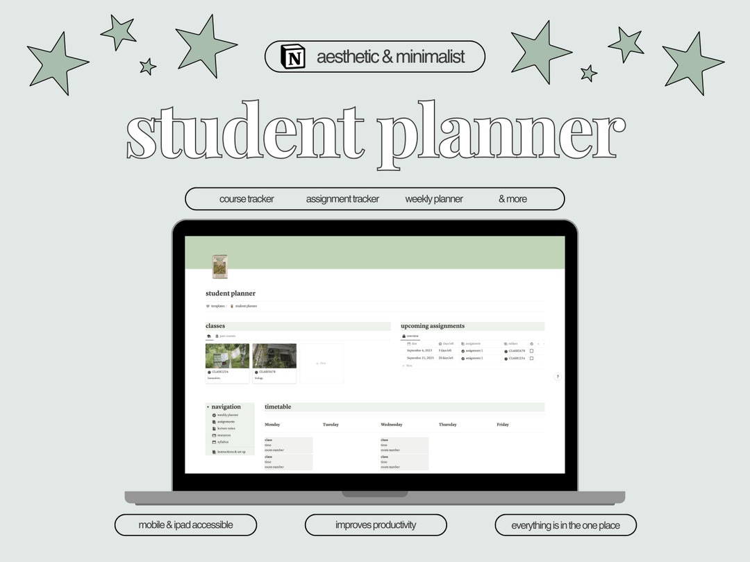 Student Planner | Notion Template | Digital Planner | Academic Planner ...