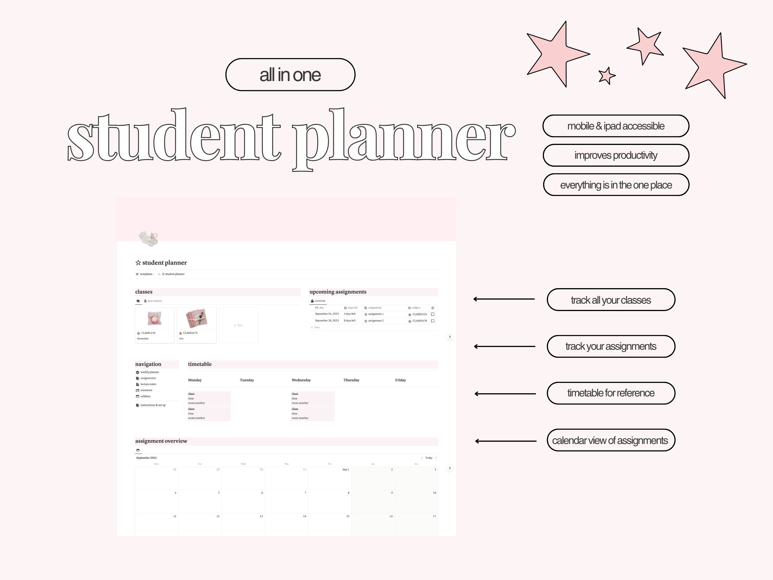 Student Planner Notion Template Digital Planner Academic Planner ...