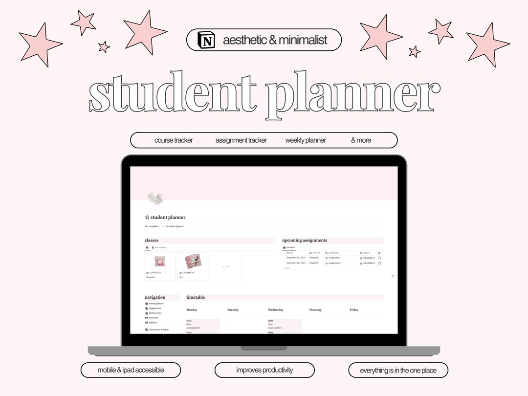 Student Planner | Notion Template | Digital Planner | Academic Planner ...