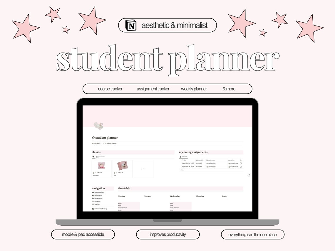 Student Planner | Notion Template | Digital Planner | Academic Planner ...