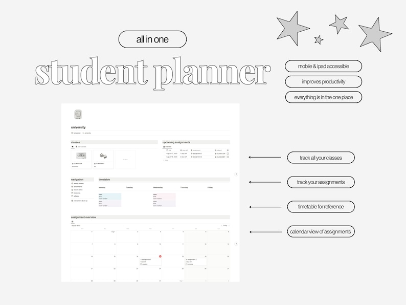 Student Planner | Notion Template | Digital Planner | Academic Planner ...