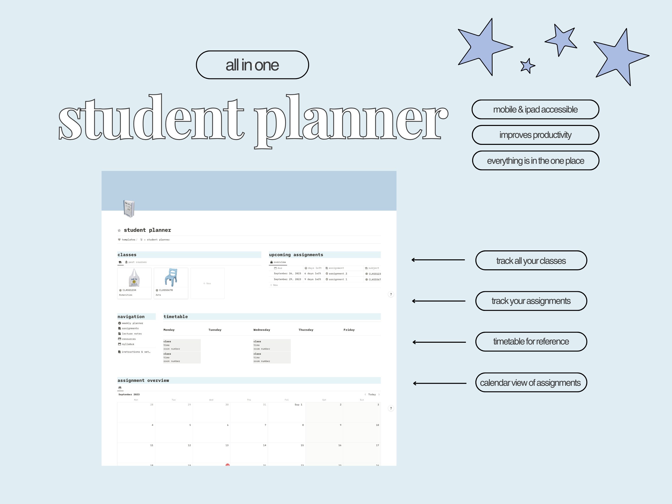 Student Planner | Notion Template | Digital Planner | Academic Planner ...