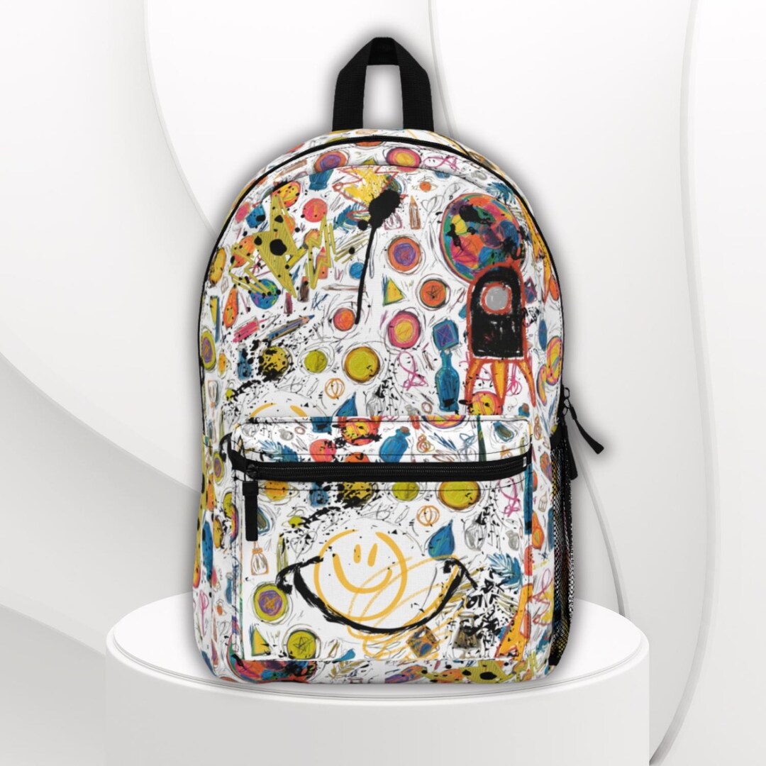 Graffiti Backpack, Abstract Art Bag, Colorful Street Style Rucksack ...