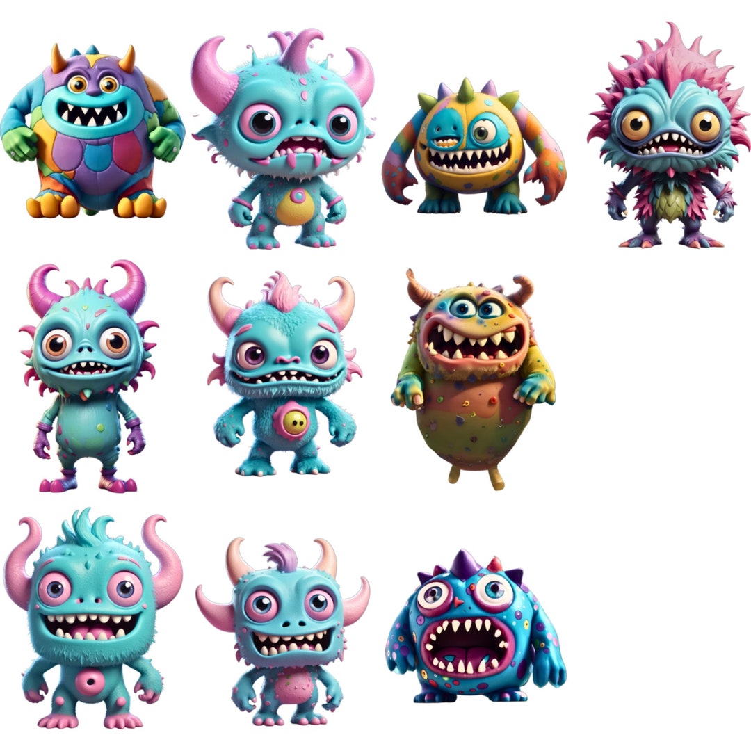Colorful Monster Clip Art Bundle | Cute Cartoon Monster Illustrations ...