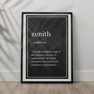 Zenith Enlightenment - Dictionary Definition Wall Art - Modern Home ...