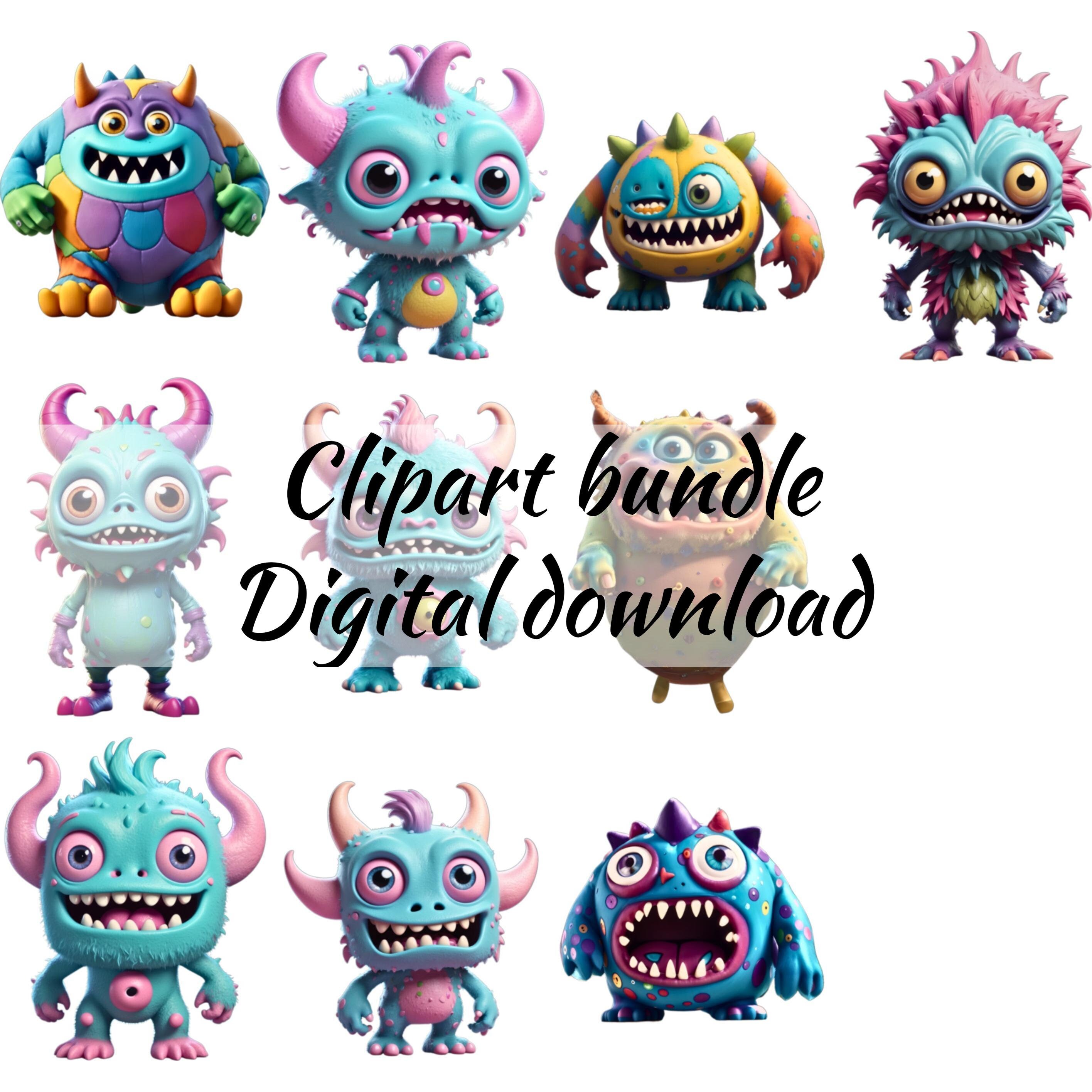 Colorful Monster Clip Art Bundle | Cute Cartoon Monster Illustrations ...