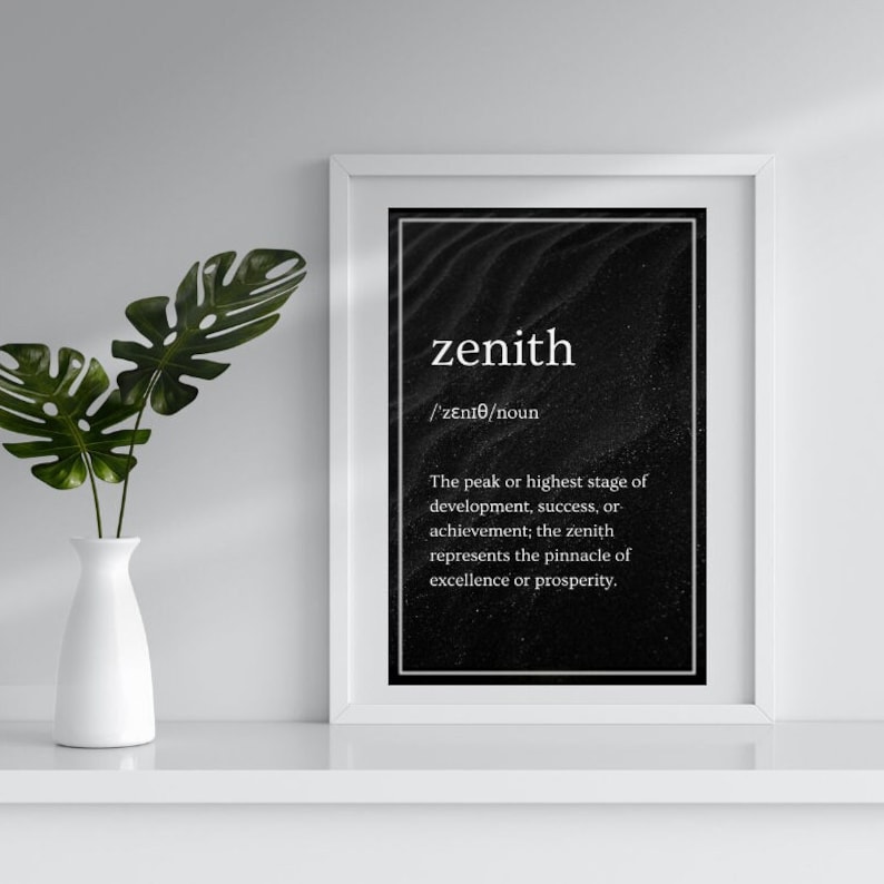 Zenith Enlightenment Dictionary Definition Wall Art Modern Home Decor Print - Etsy