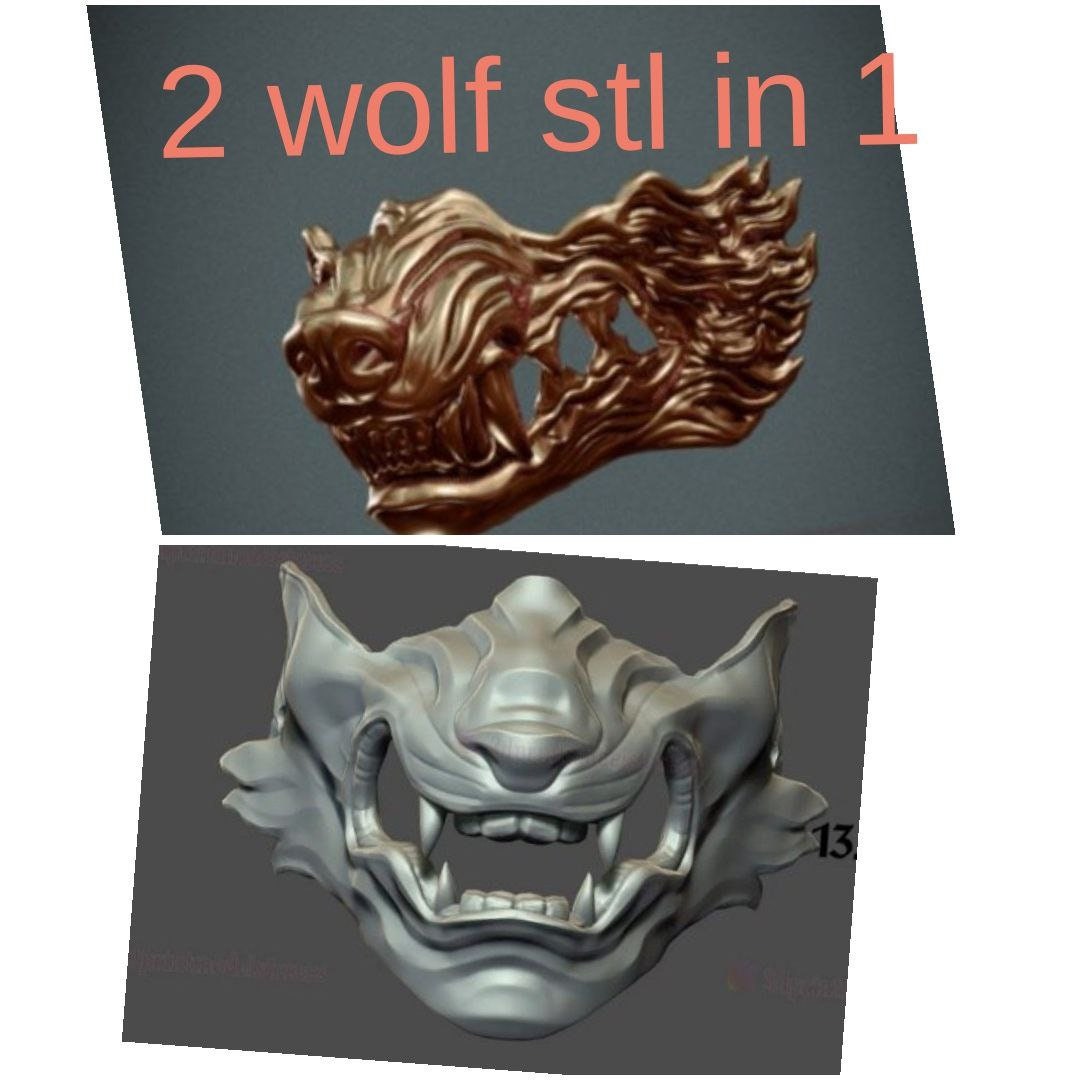 2 Wolf Mask STL File High-detail 3D Printable Wolf Mask for Cosplay ...