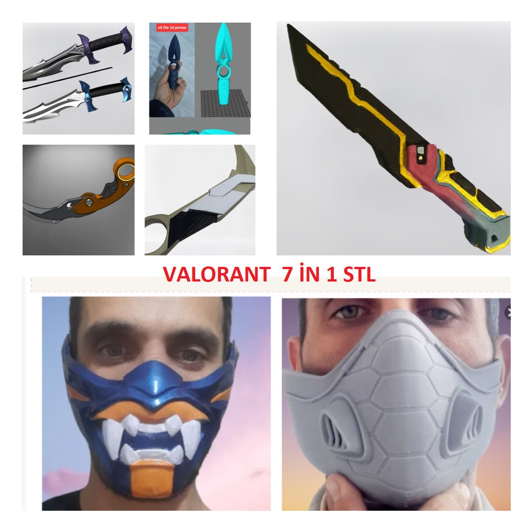 Valorant Mask and Knife Set STL Files 3D Models for 3D Printing ...