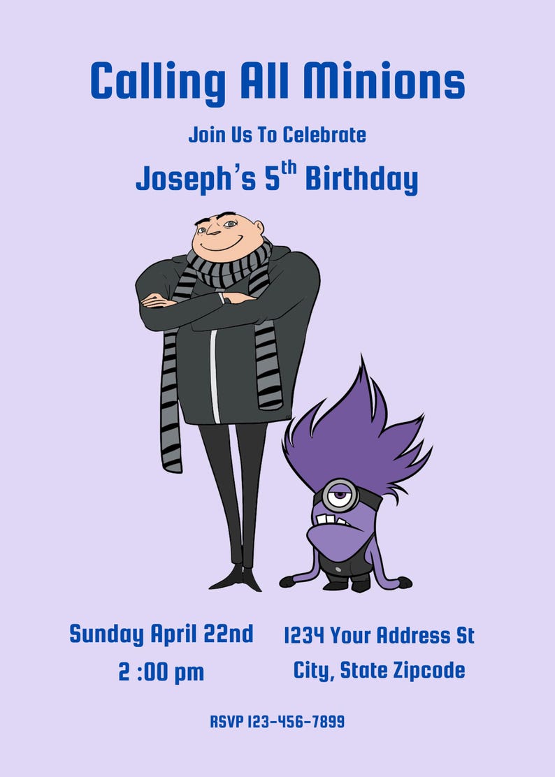 Despicable Me Birthday Invitation - Etsy