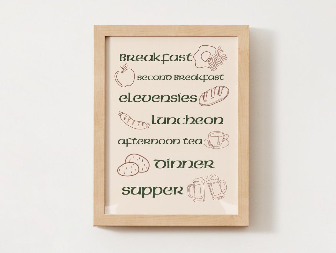 Hobbit Kitchen Poster Set – LOTR “po-ta-toes” & Middle Earth Meals ...