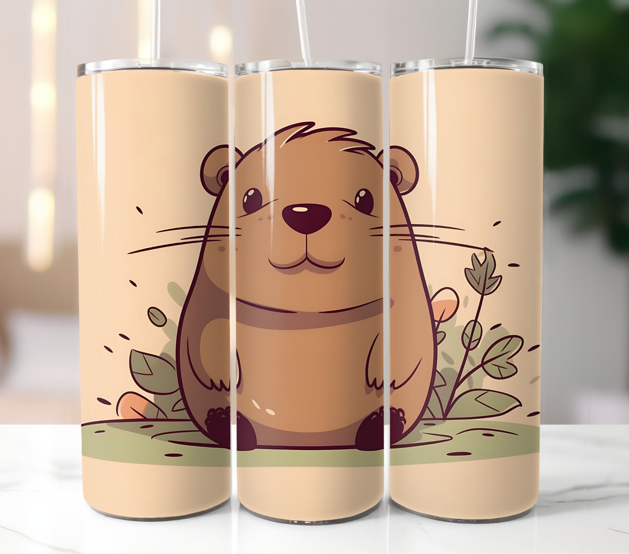 Kawaii Capybara 20 Oz Skinny Tumbler Sublimation Design | Digital ...
