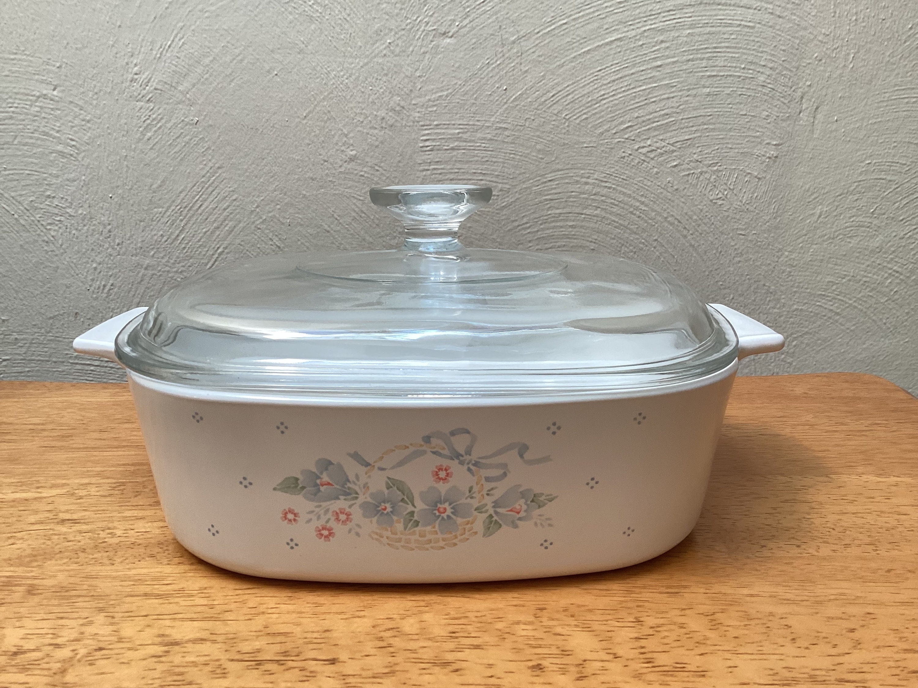 Vintage Corningware Basket and Flowers Design Casserole Dish 2 Liter A ...