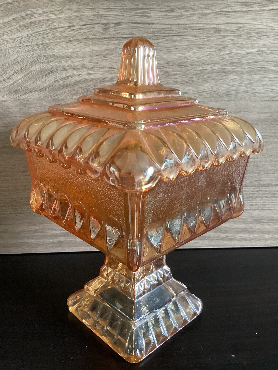 Orange Lusterware Glass Pedestal Candy Compote Dish - Etsy