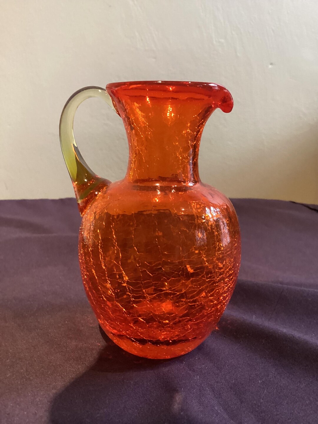 Orange Crackle Glass Mini Pitcher - Etsy