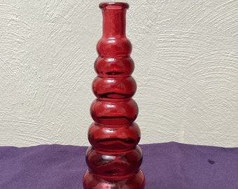 Vintage Red Mid Century Bubble Glass Vase, Hobnail Burgundy Red German ...