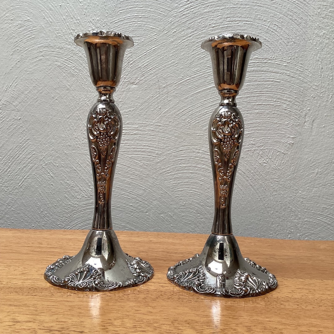 Godinger Silver Plated Ornate Candlestick Holders - Etsy