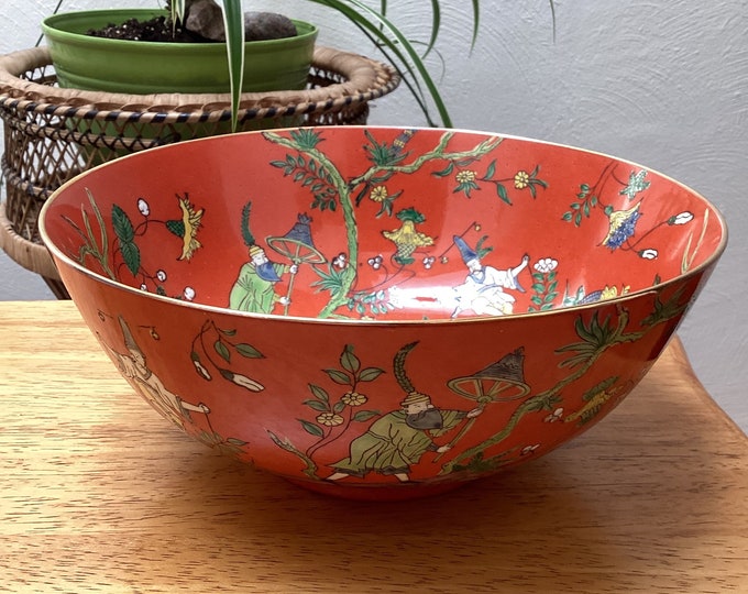 Chinese Acrobats Large Orange Bowl - Etsy