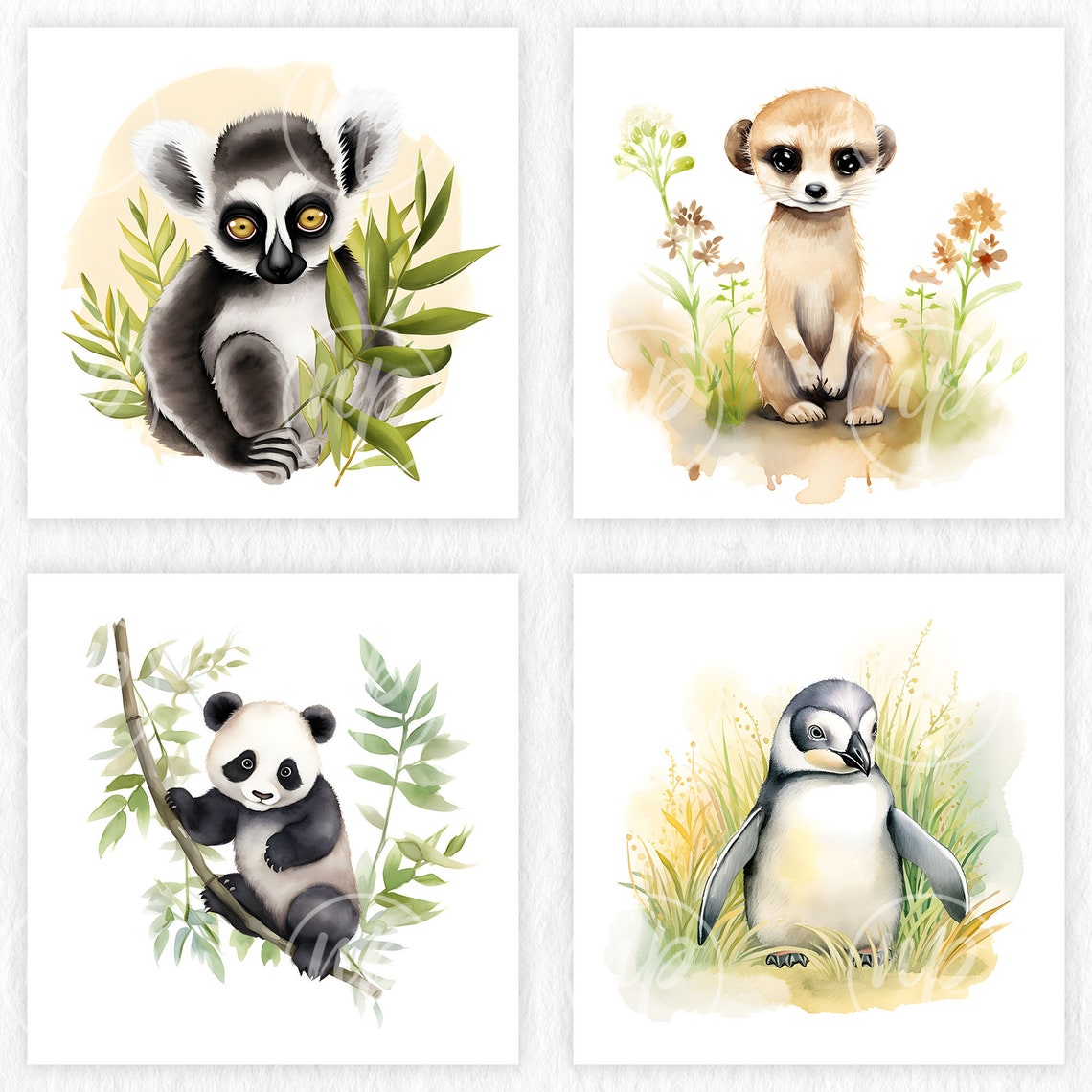 Baby Zoo Animals Watercolor Clipart, JPG Bundle, Instant Download, 20 ...