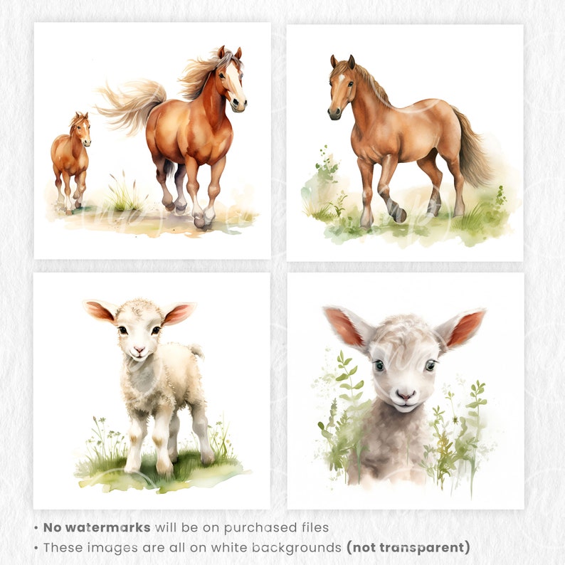 Farm Animals Watercolor Clipart, JPG Bundle, Instant Download, 20 High ...